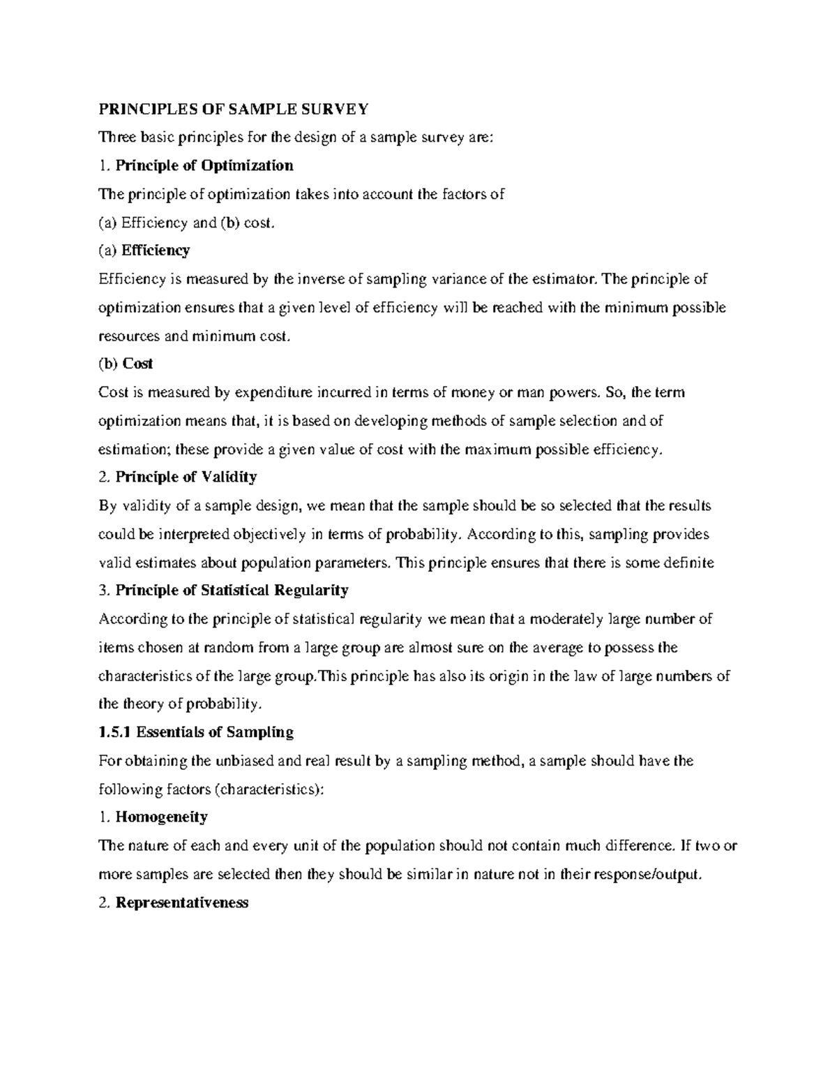 Principles OF Sample Survey - PRINCIPLES OF SAMPLE SURVEY Three basic ...