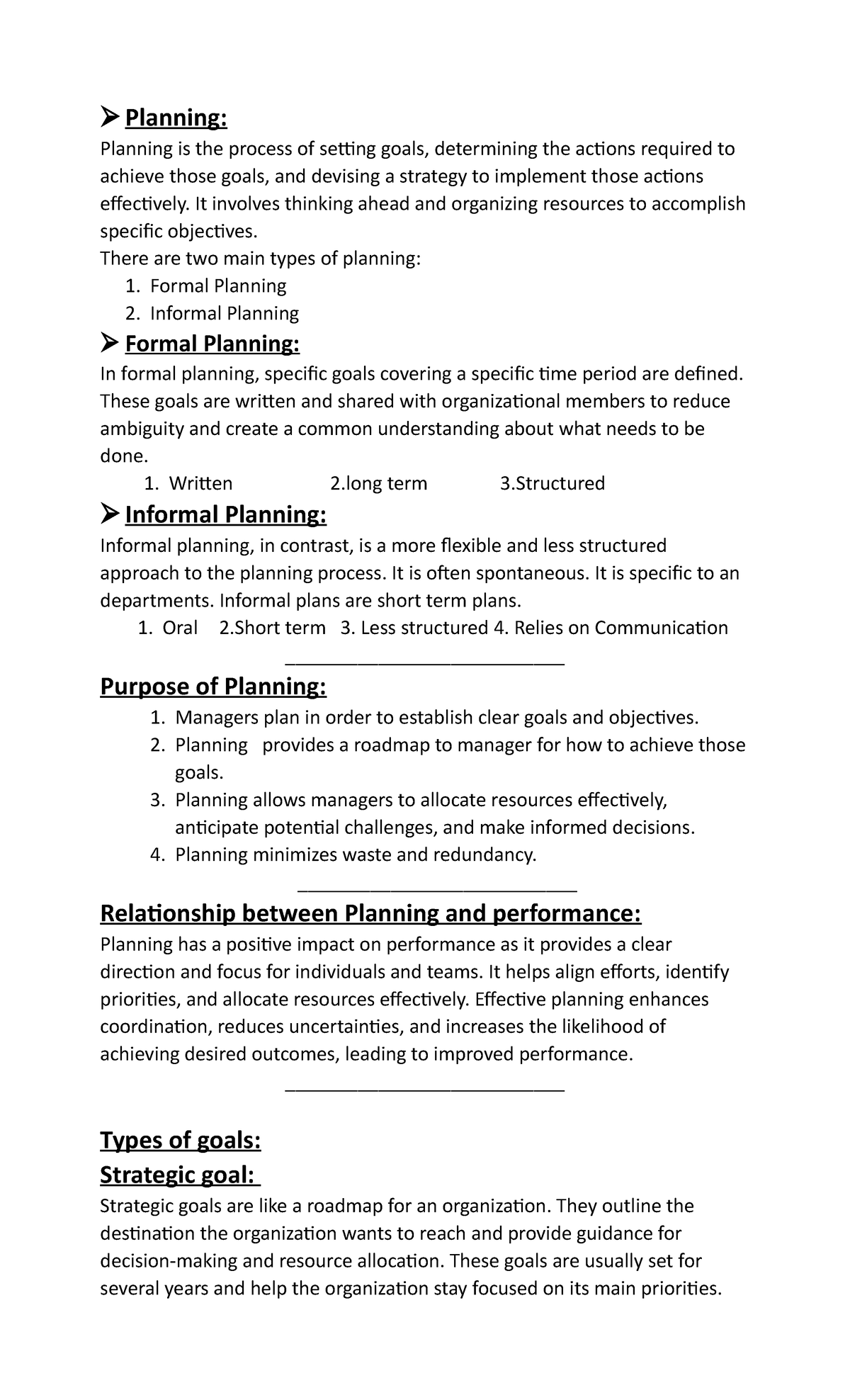 1. Planning - Planning: Planning is the process of setting goals ...