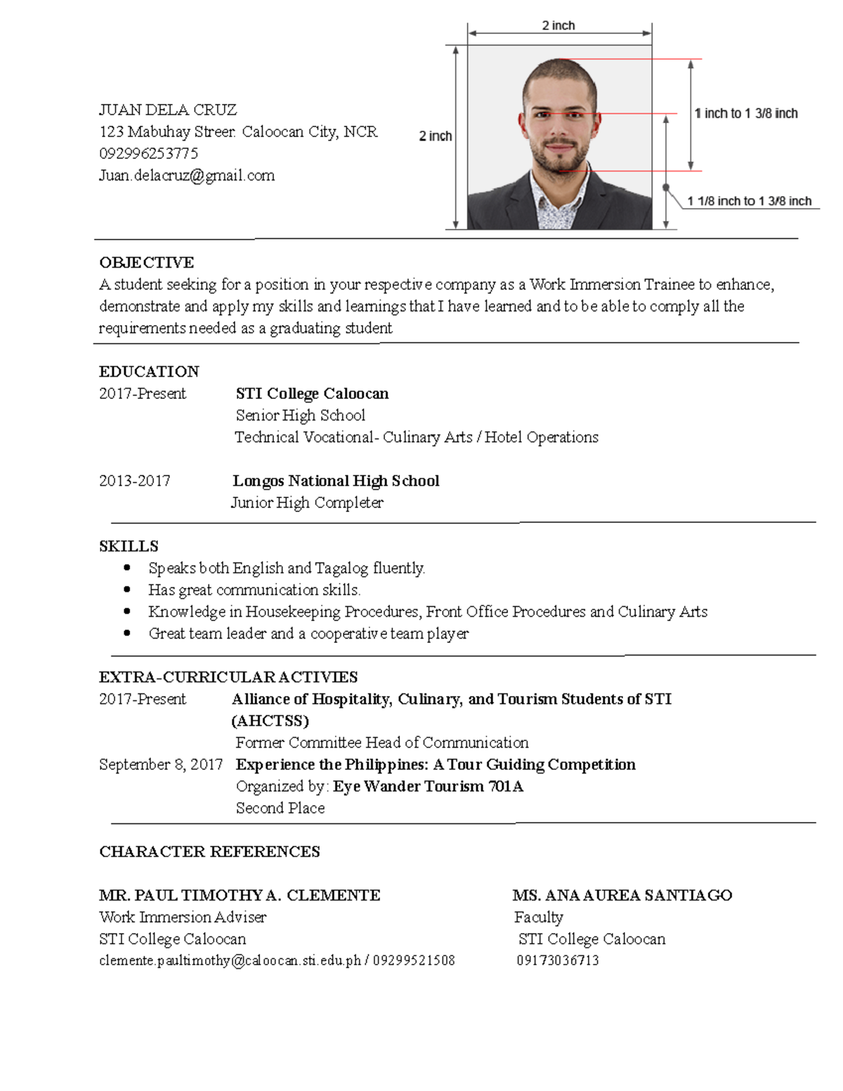 2-Resume-Sample - 2-Resume-Sample - JUAN DELA CRUZ 123 Mabuhay Streer ...