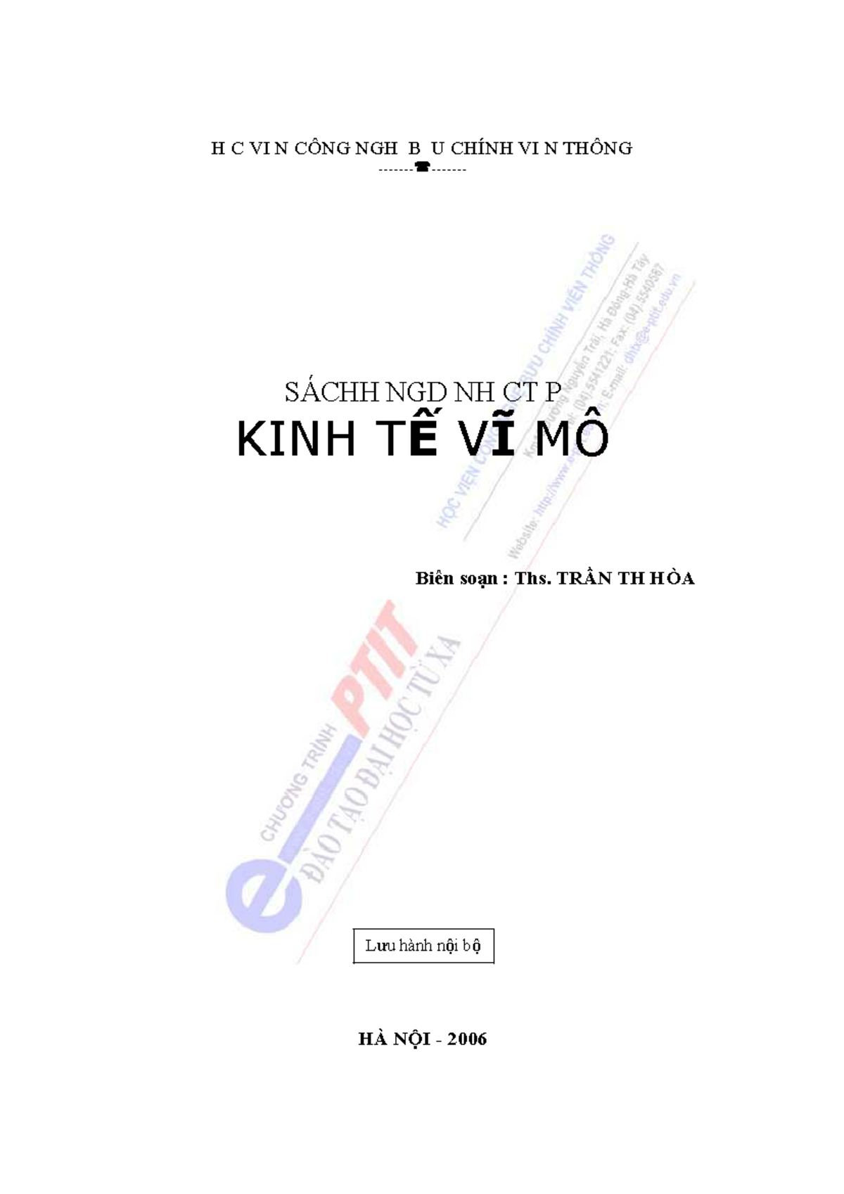 Tai liu mon kinh t vi mo - kinh tế vi mô - H C VI N CÔNG NGH B U CHÍNH VI N THÔNG -(- SÁCHH NGD ...