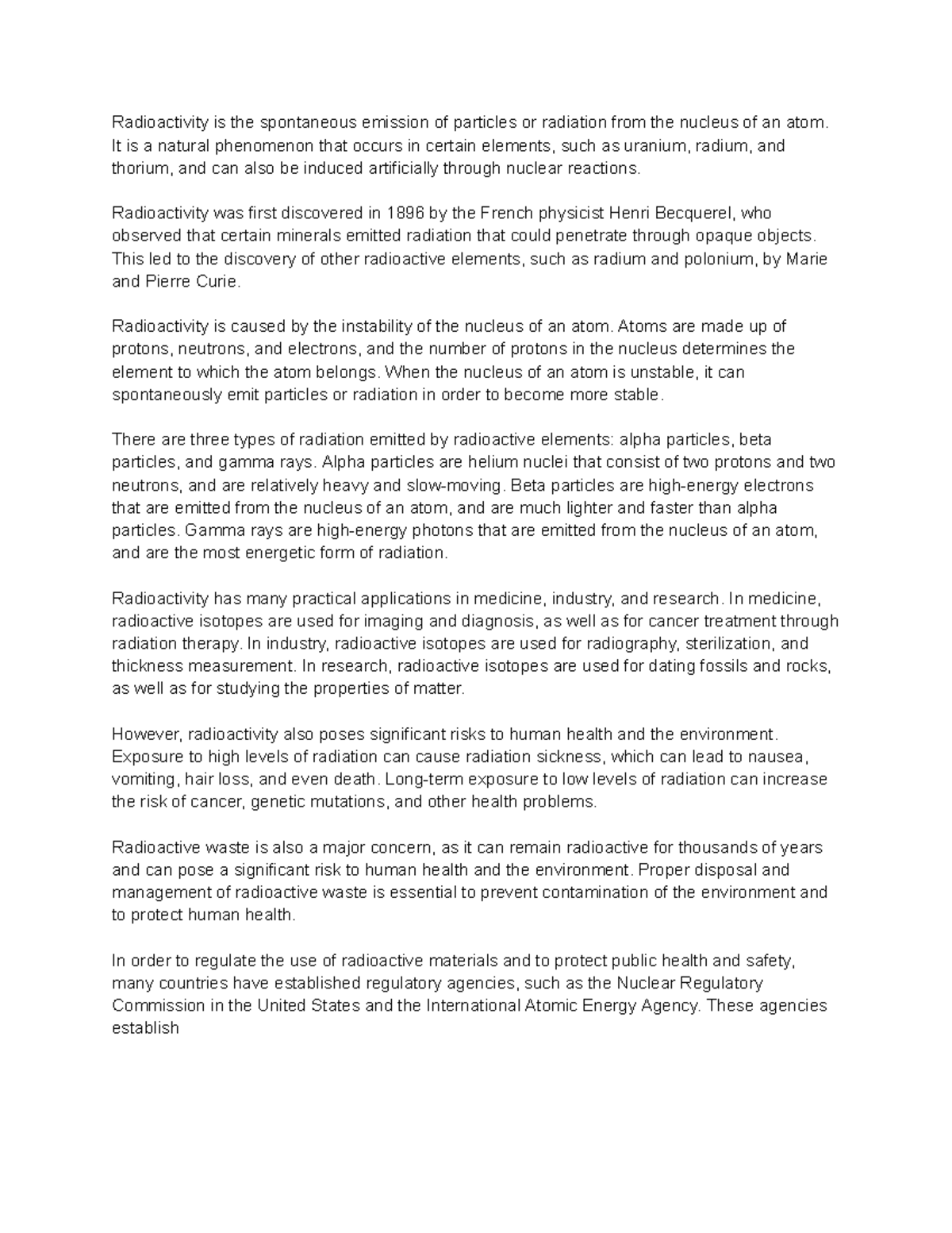 Radioactivity - crazy - Radioactivity is the spontaneous emission of ...