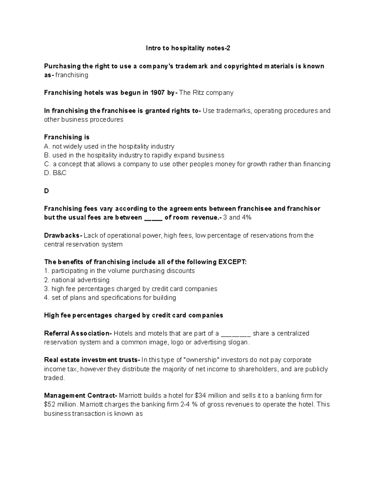Intro to hospitality terms 2 - Intro to hospitality notes- Purchasing ...
