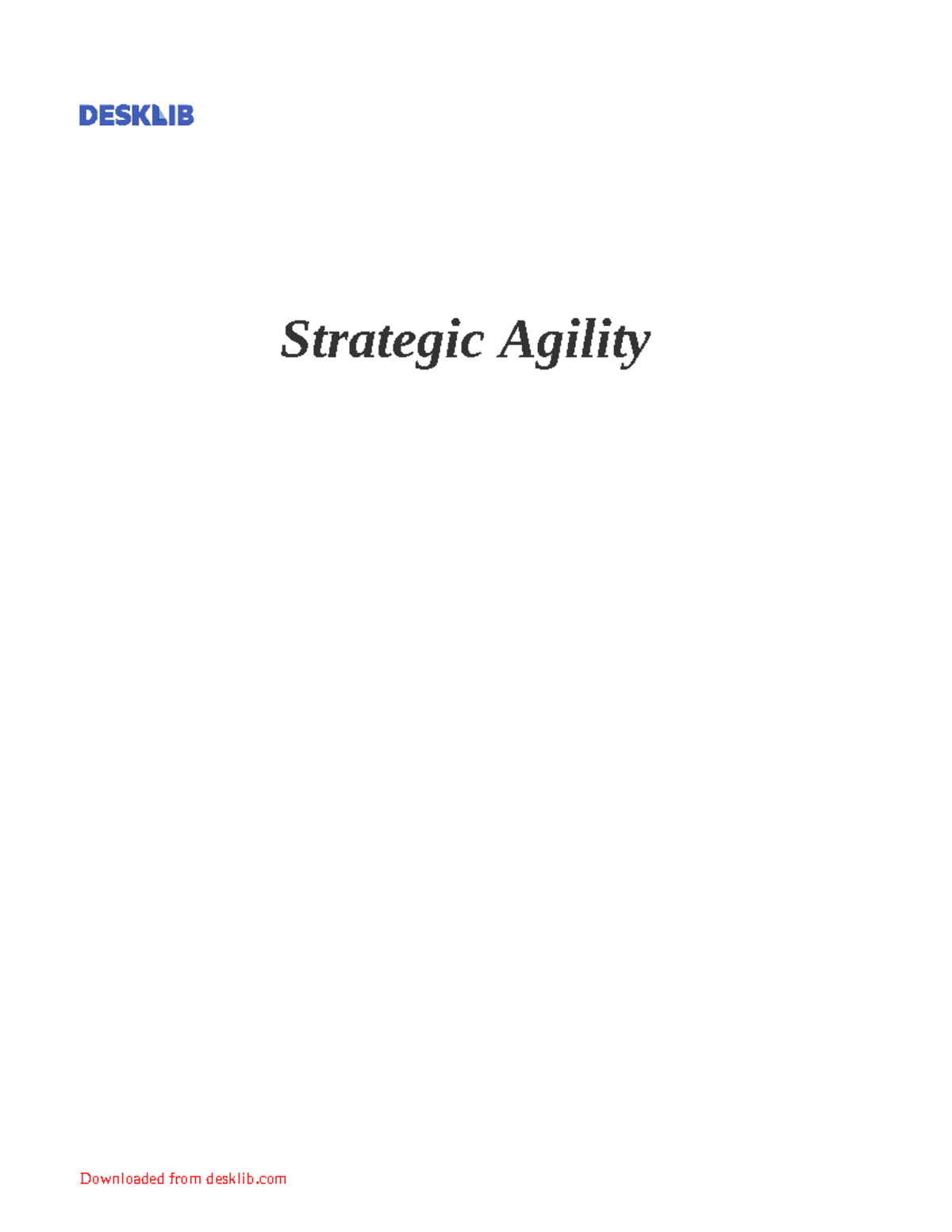 Strategic Agility Ionut Sample - Strategic Agility TABLE OF CONTENTS - Studocu