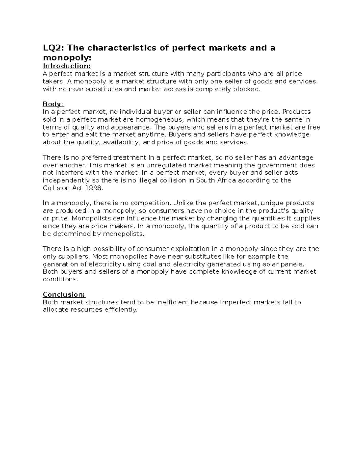 ECO LQ - bsddkgjanehgjedrknm - LQ2: The characteristics of perfect ...