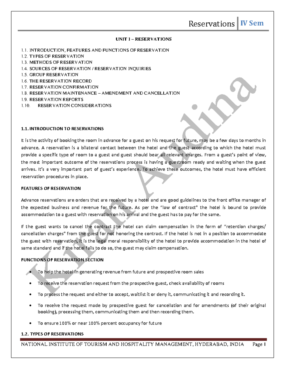 Unit 1 Reservations Converted Warning Tt Undefined Function 32 Warning Tt Undefined