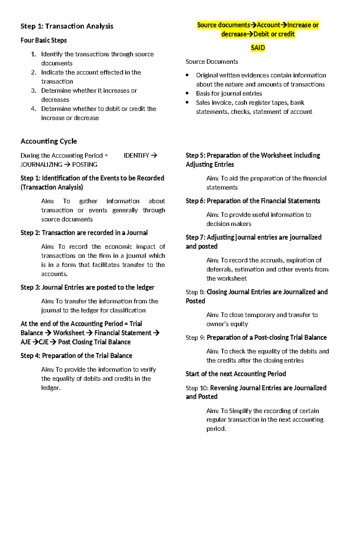 Acfar 1130 Prelim CH3 - SASFAS - Step 1: Transaction Analysis Four ...