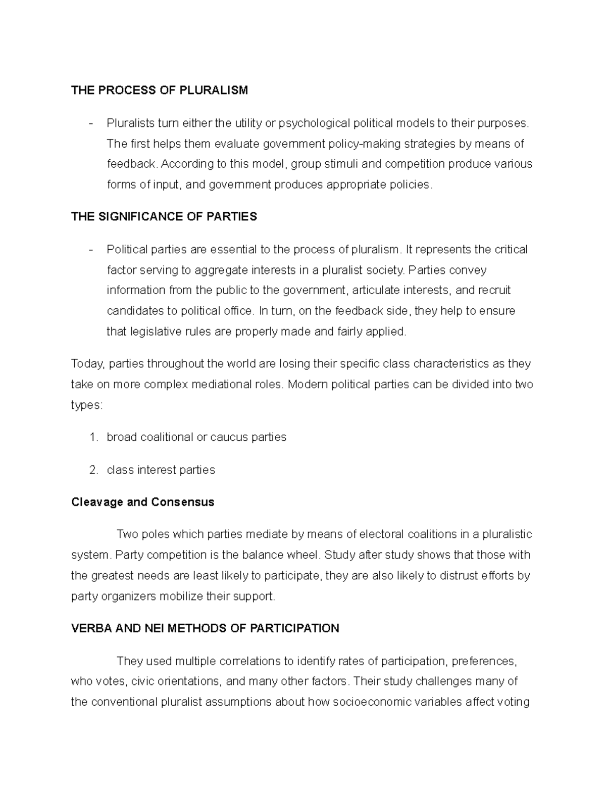 THE Process OF Pluralism - THE PROCESS OF PLURALISM Pluralists turn either the utility or - Studocu