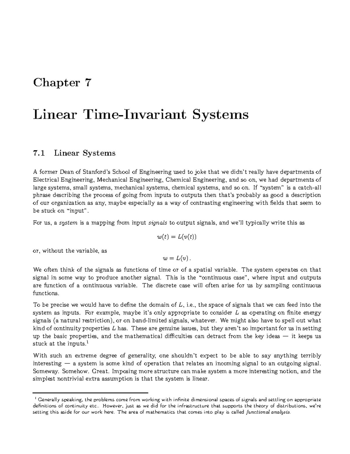 Basic Introduction For Linear Time Invariant Systems Chapter 7 Linear Time Invariant Systems