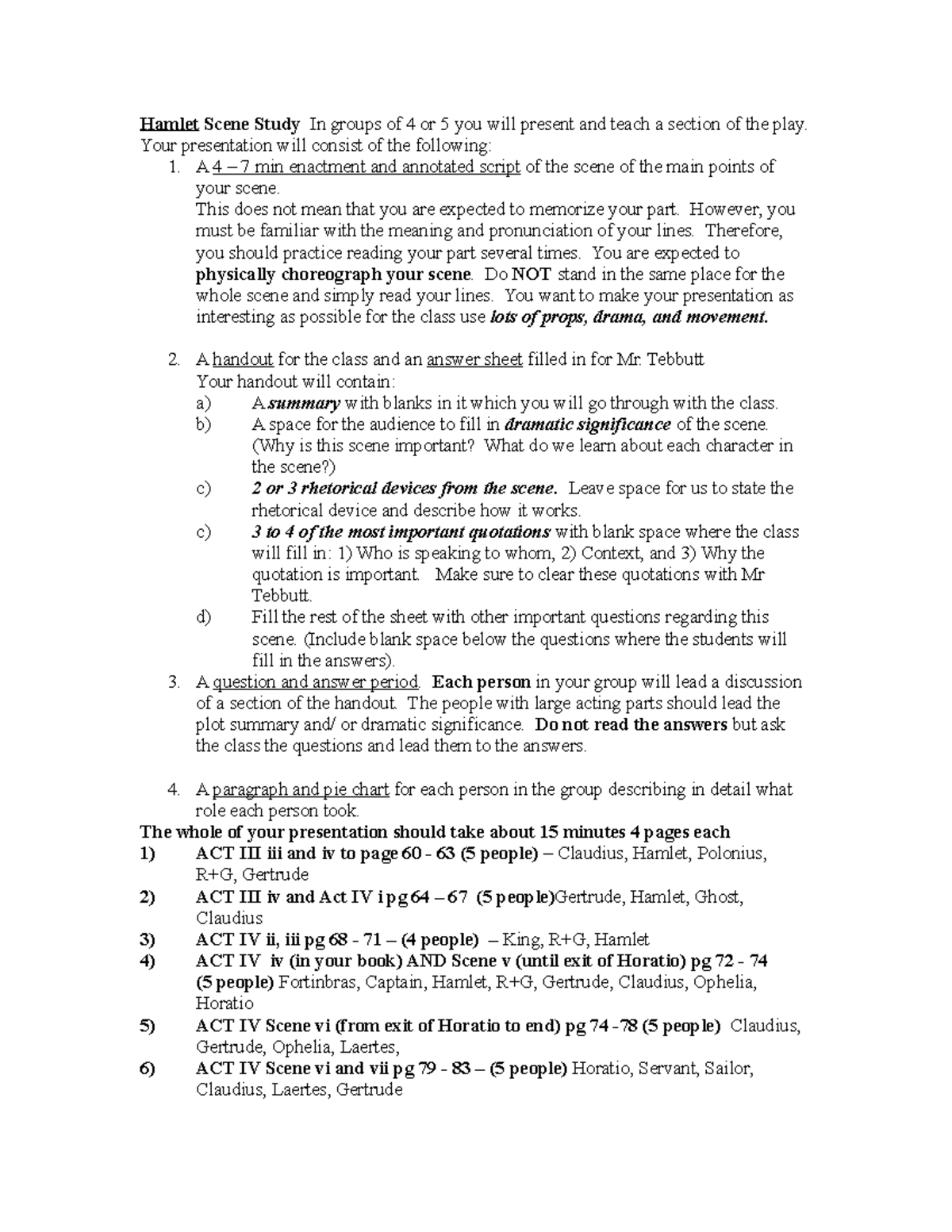 Hamlet Scene Study - Notes - Hamlet Scene Study In groups of 4 or 5 you ...