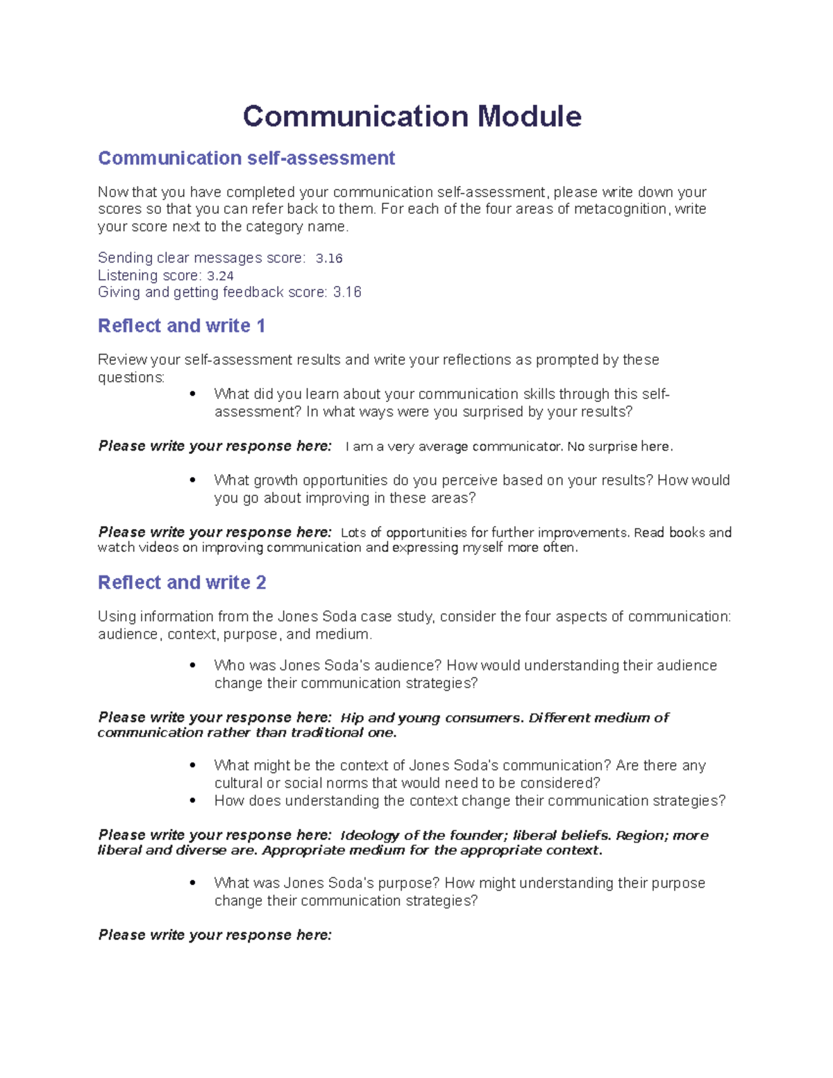 Communication Workbook - Communication Module Communication self ...