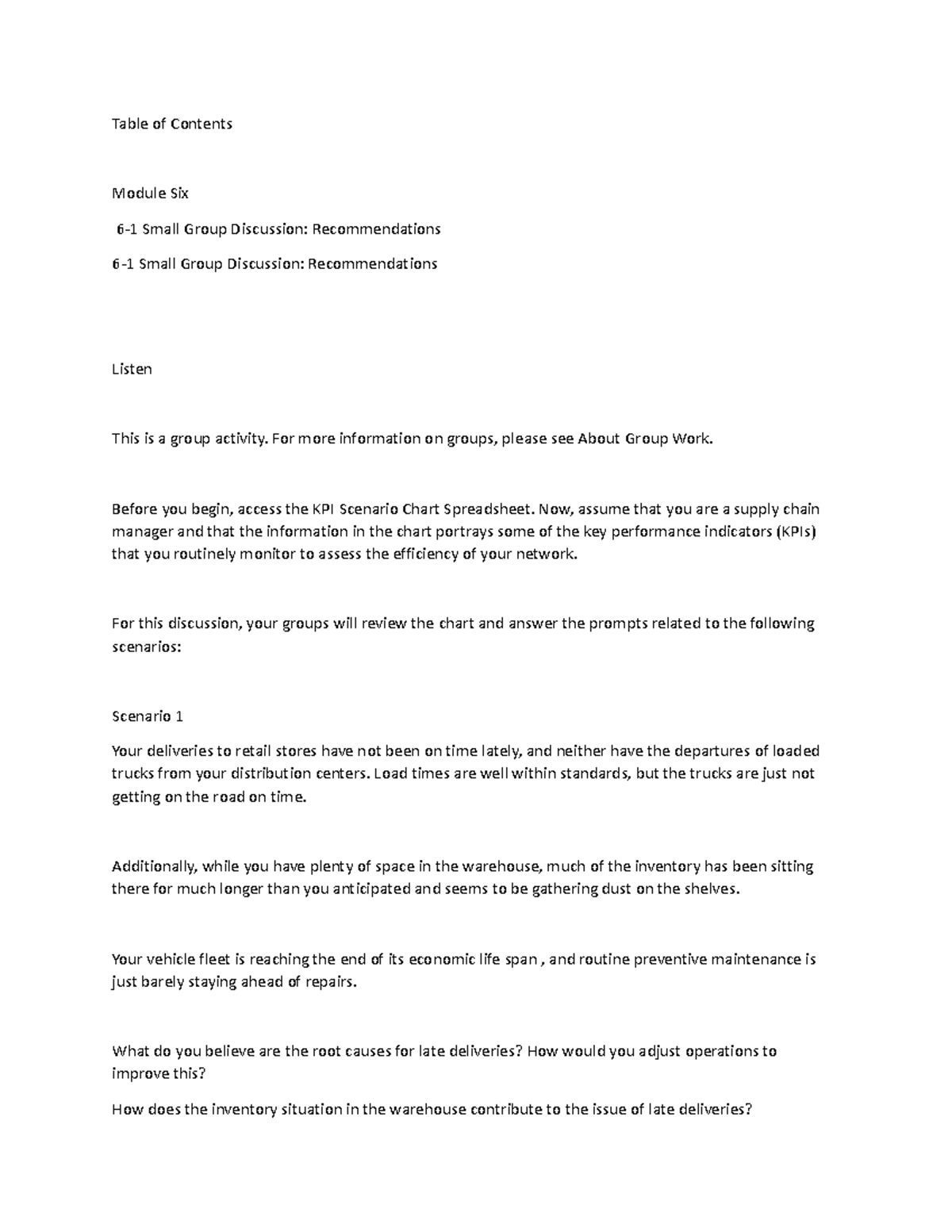 Table of Contents 6-1 discussion - Table of Contents Module Six 6-1 ...