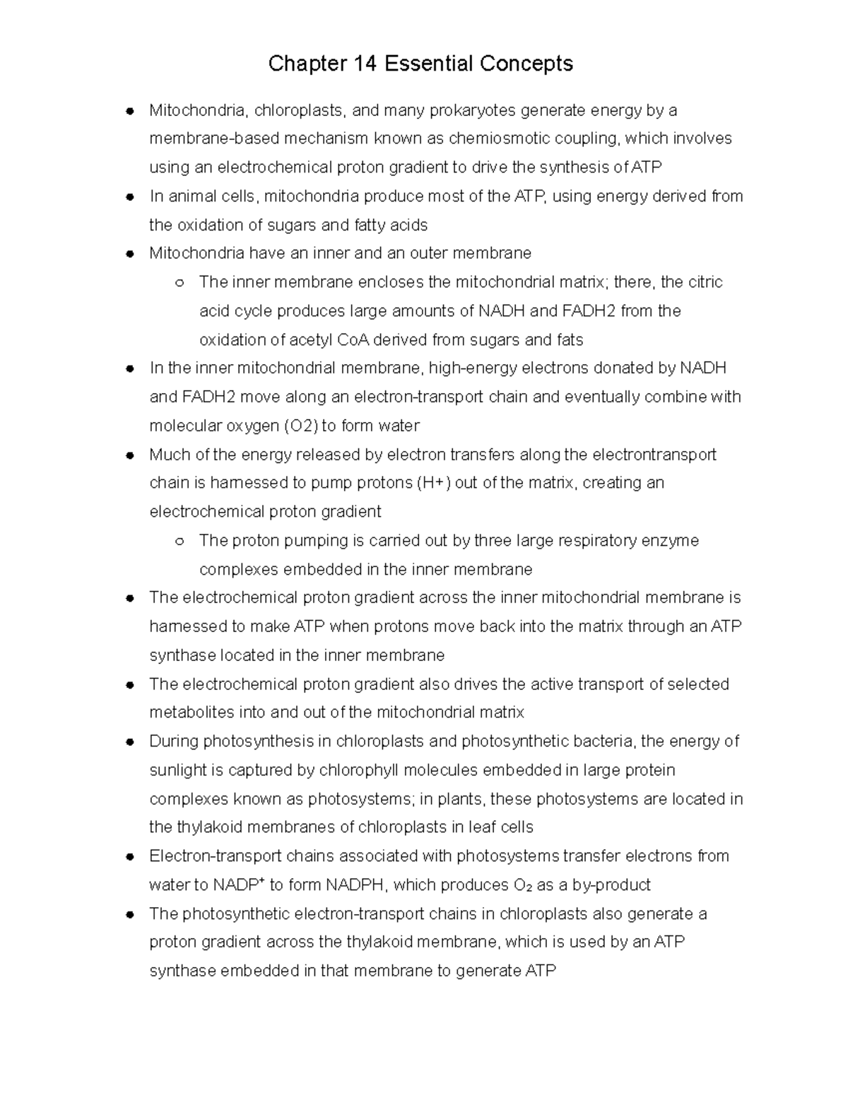 Chapter 14 Essential Concepts - Chapter 14 Essential Concepts Mitochondria, chloroplasts, and ...