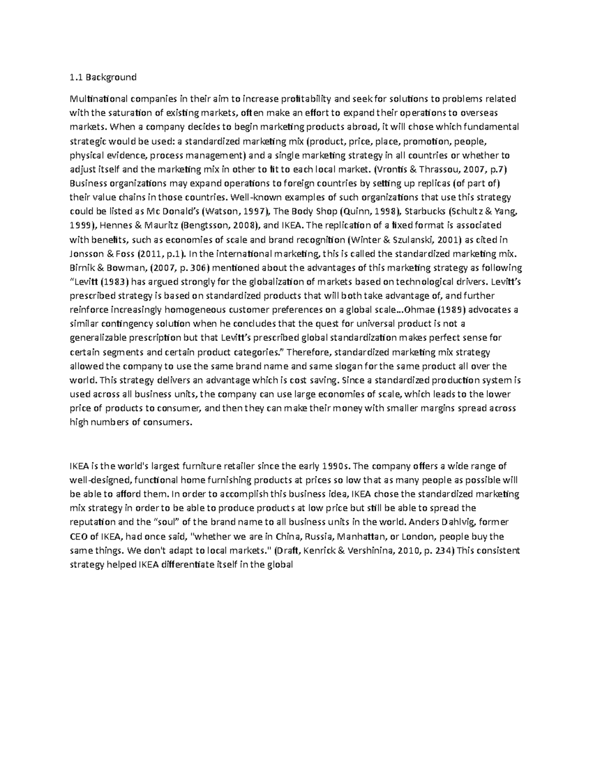 IKEA BACKGROUND MMMMMMMMMMMMM - Multinational companies in their aim to ...