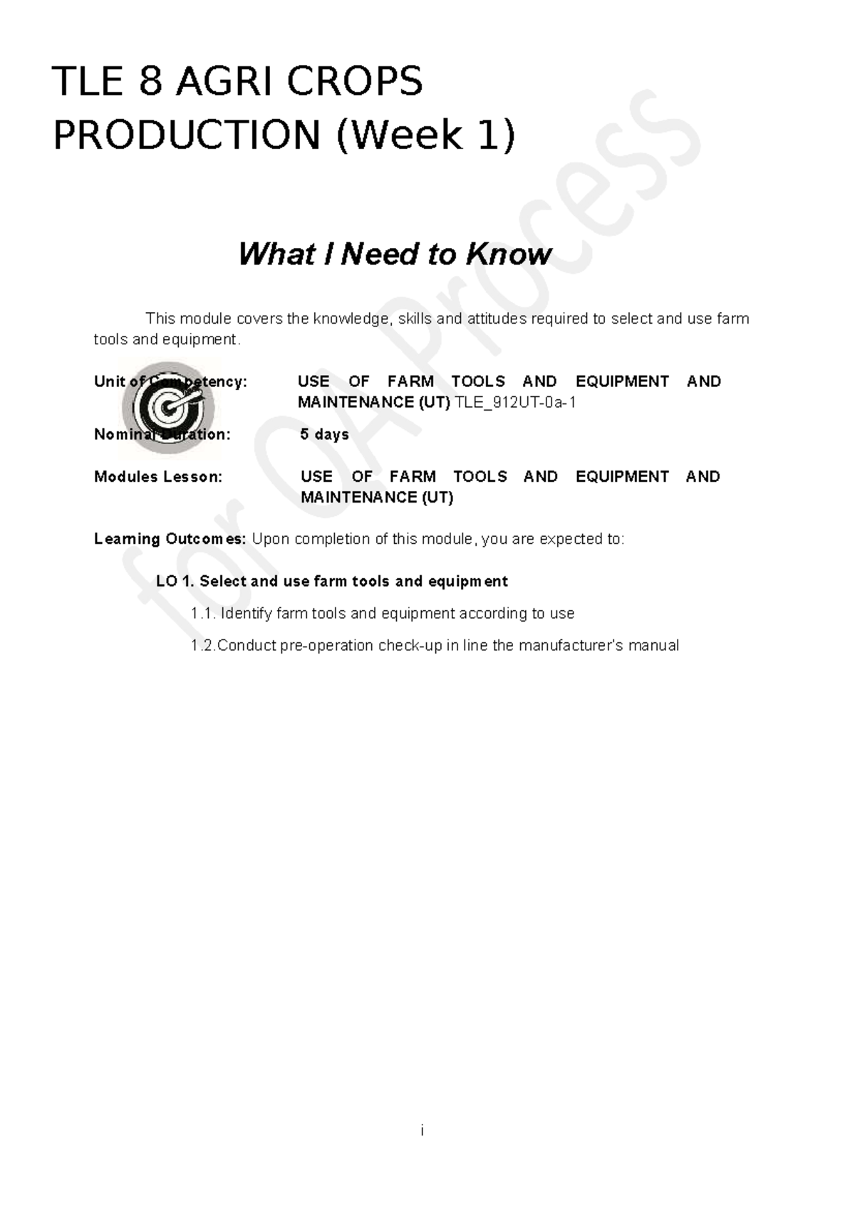 1 AGRI CROP 78 Module 1 2 converted - i TLE 8 AGRI CROPS PRODUCTION ...