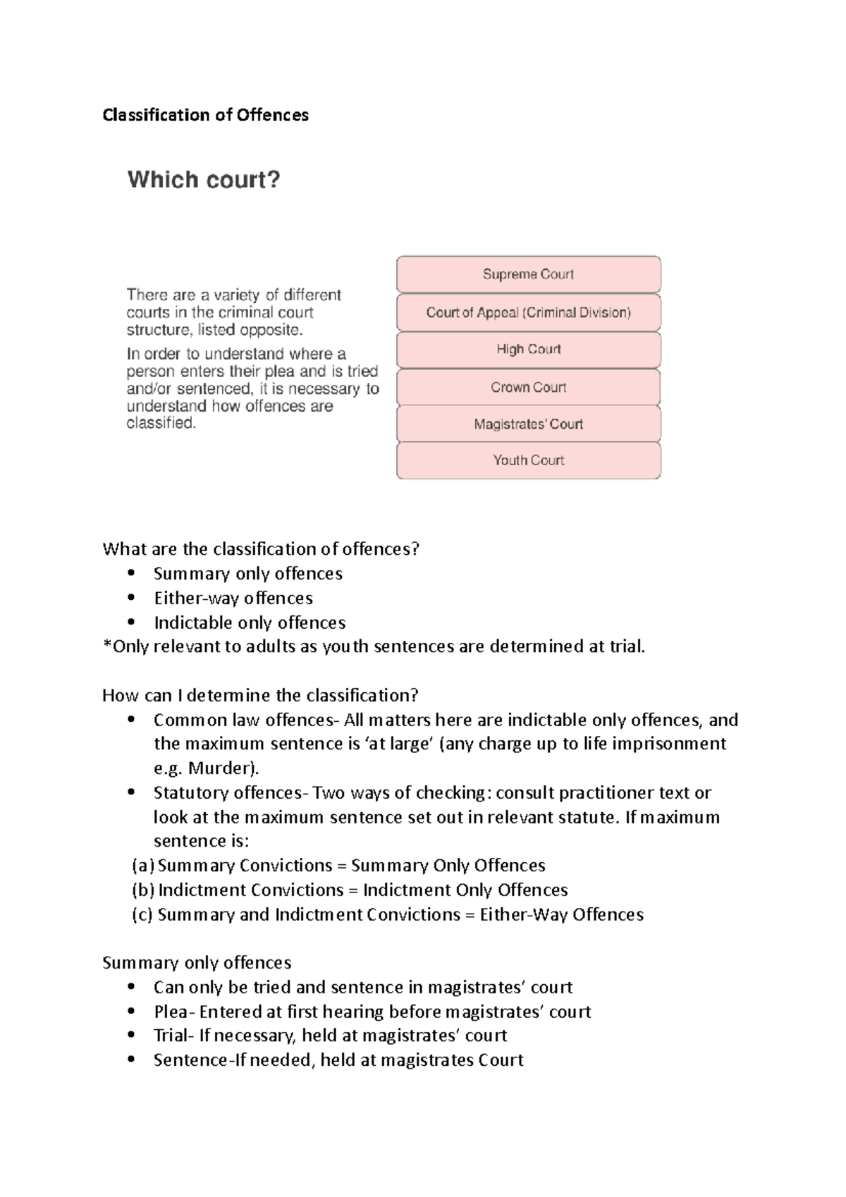 Classification of Offences 2 - Classi昀椀ca琀椀on of O昀昀ences What are the ...