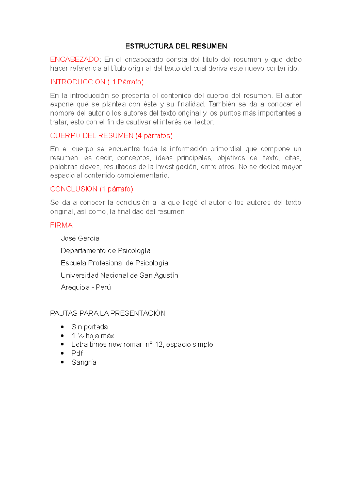 Estructura DEL Resumen - ESTRUCTURA DEL RESUMEN ENCABEZADO: En el ...