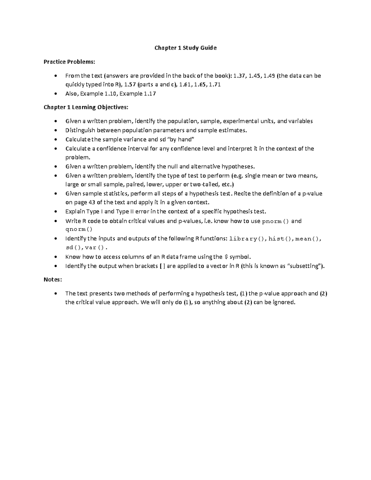 Chapter 1 Study Guide - Dr. Alan Huebner - Chapter 1 Study Guide ...