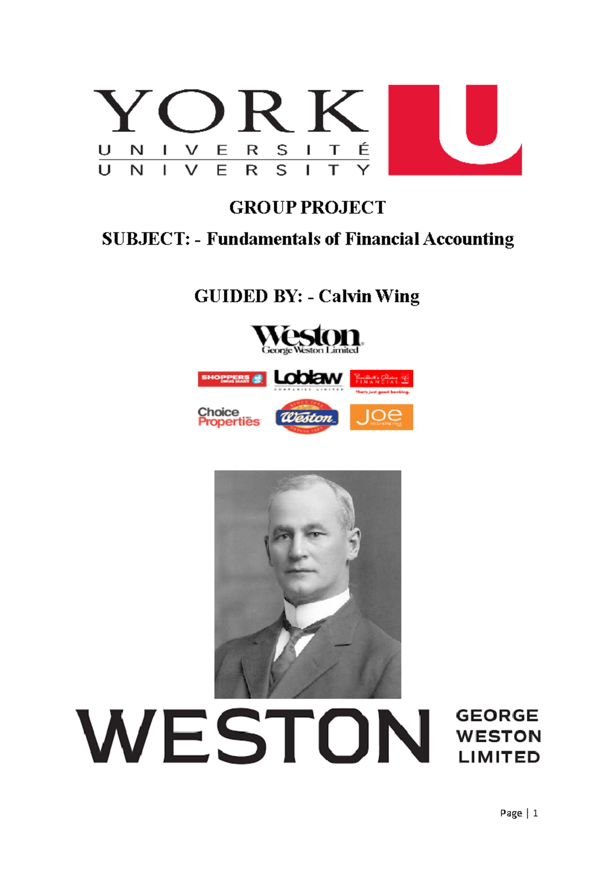 Accounts project group 1 - GROUP PROJECT SUBJECT: - Fundamentals of ...