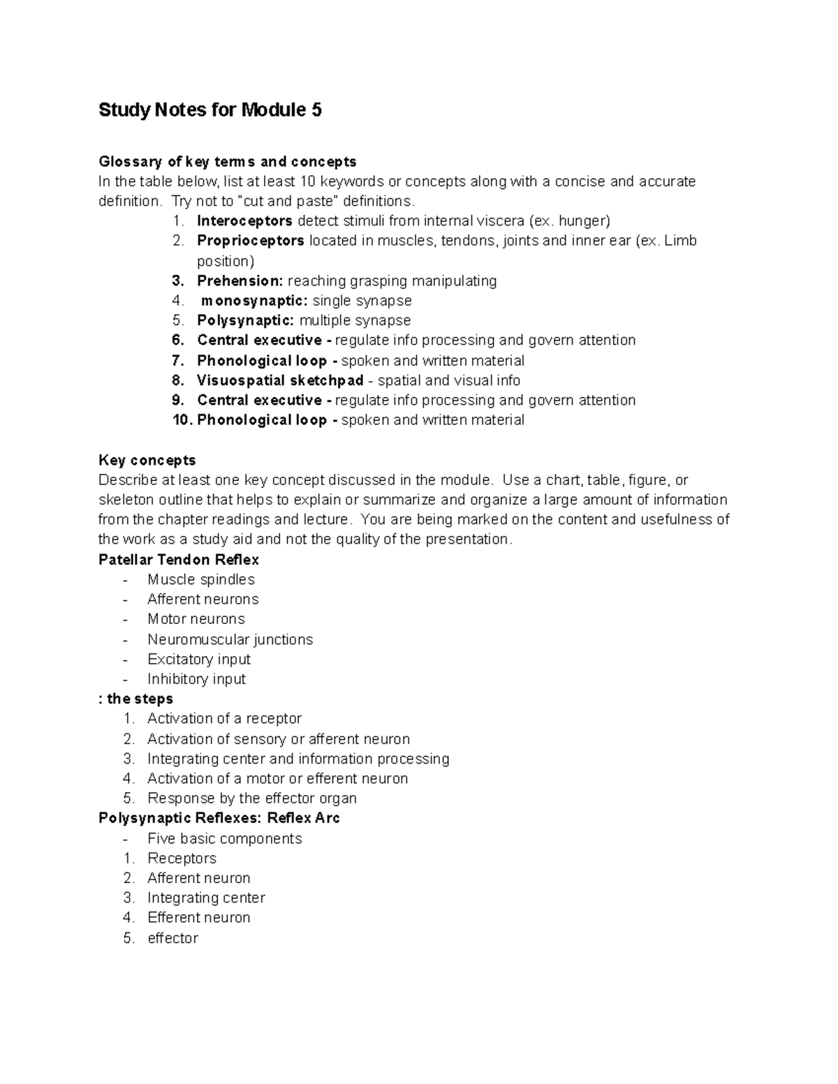 Module 5 - Study Notes for Module 5 Glossary of key terms and concepts ...