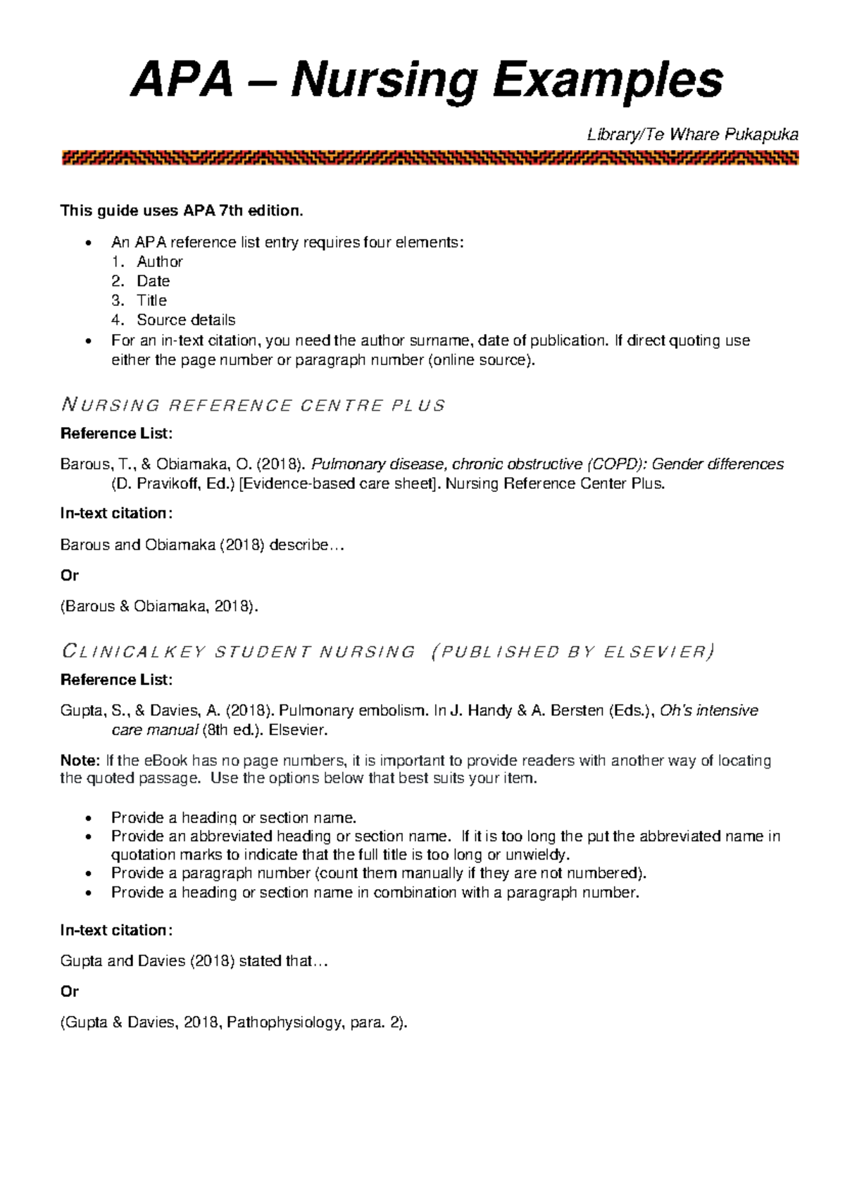 APA-Nursing-Examples - APA – Nursing Examples Library/Te Whare Pukapuka ...