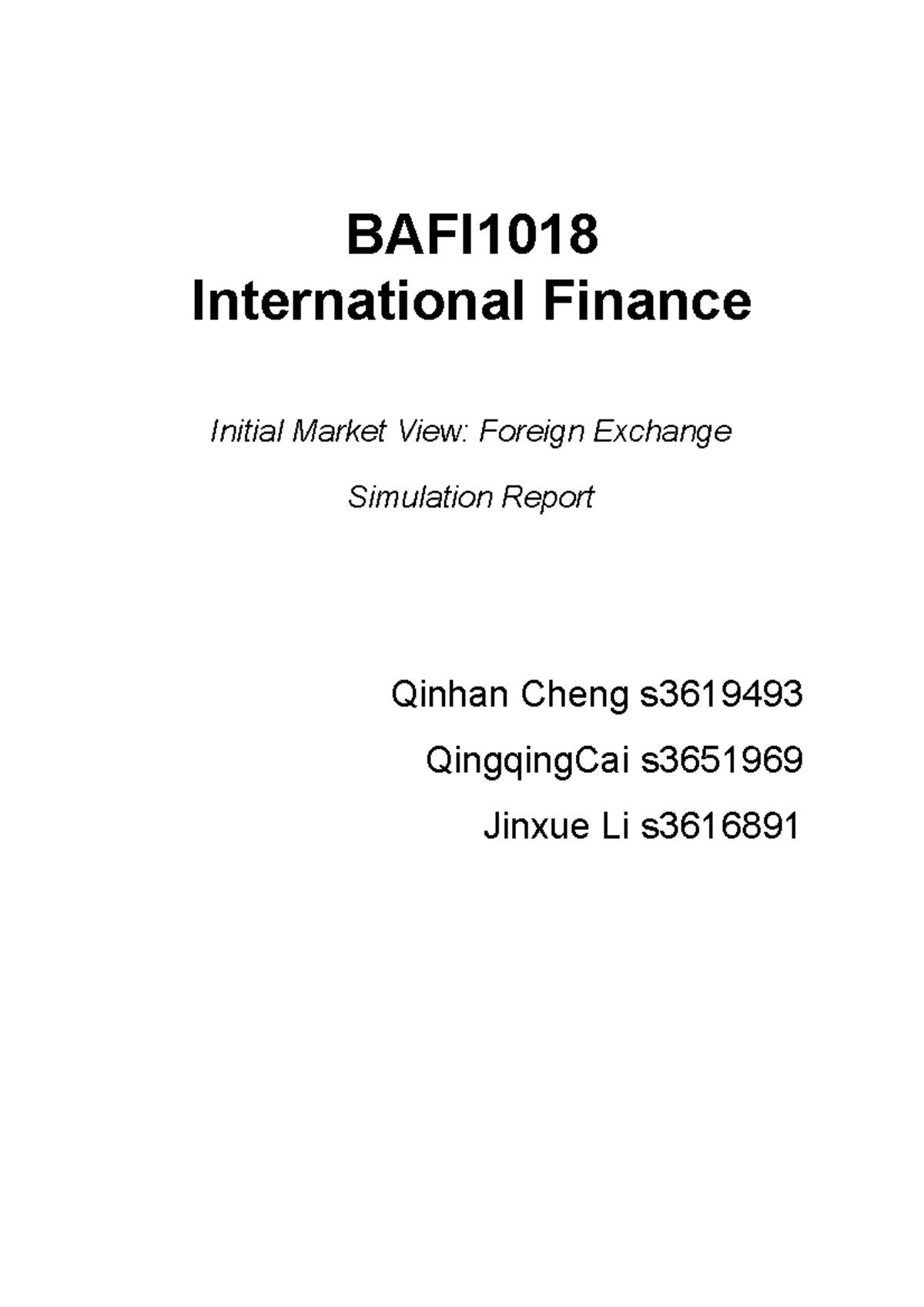 BAFI1018 Initial Market View - BAFI International Finance Initial ...