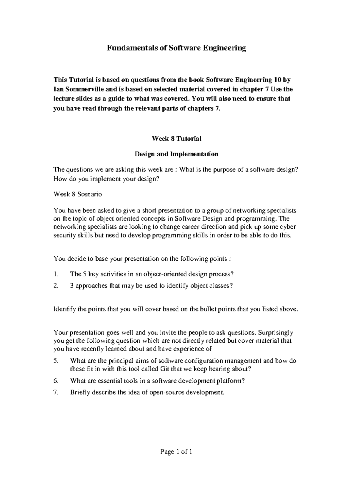 8530927 - Software Engineering Tutorials based on Sommerville book ...