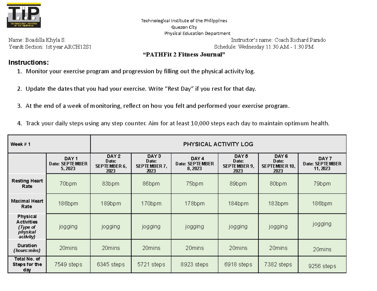 PE002 Fitness-Journal-Log-Form week-3 - Quezon City Physical Education ...