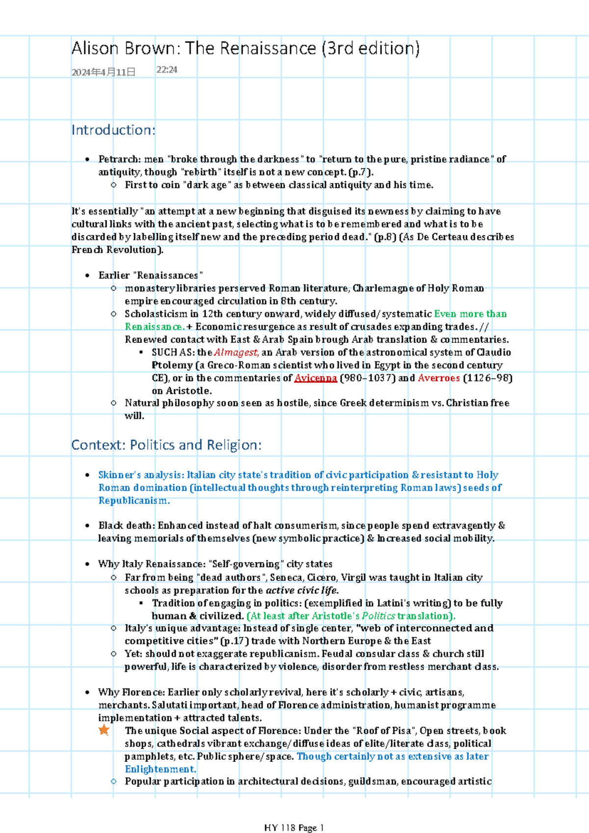 Alison Brown The Renaissance (3rd edition) Notes - Introduction ...