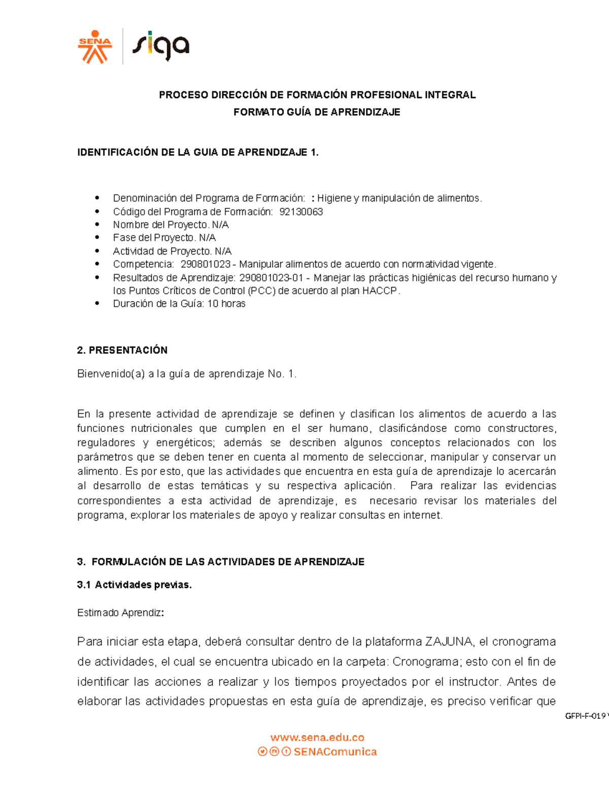 GFPI-F-019 GUIA DE Aprendizaje 1 - PROCESO DIRECCIÓN DE FORMACIÓN PROFESIONAL INTEGRAL FORMATO ...