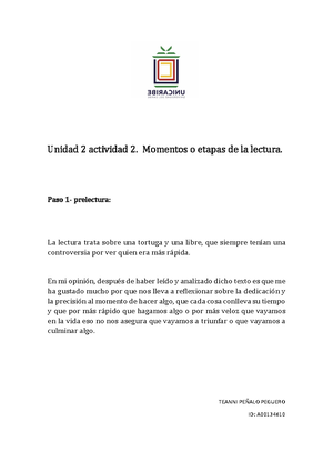 Unidad 2 Actividad 2 Español - Unidad 2. Actividad 2. Momentos o Etapas ...