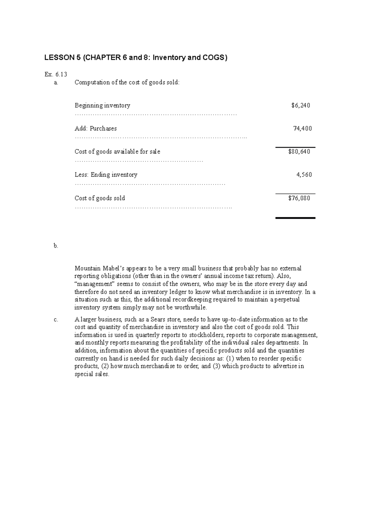 AGC605- Chapter 6 8 assignment - LESSON 5 (CHAPTER 6 and 8: Inventory ...