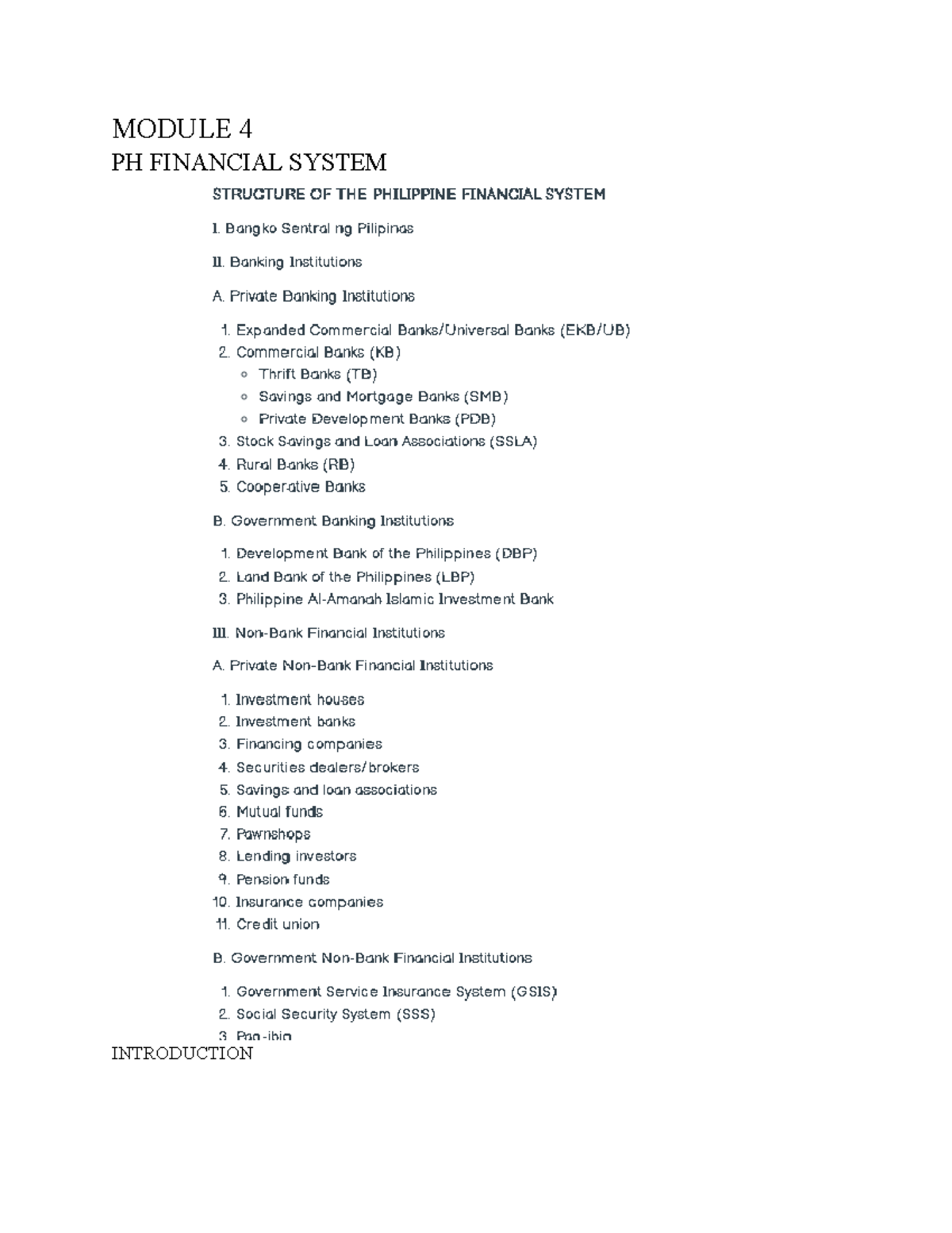 Module 4 financial system overview - MODULE 4 PH FINANCIAL SYSTEM ...