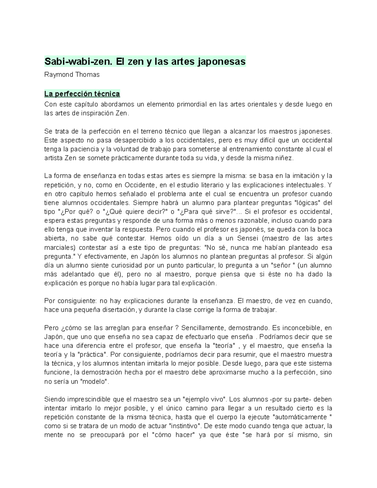 La perfección técnica - Recurso PEC3 - Sabi-wabi-zen. El zen y las ...