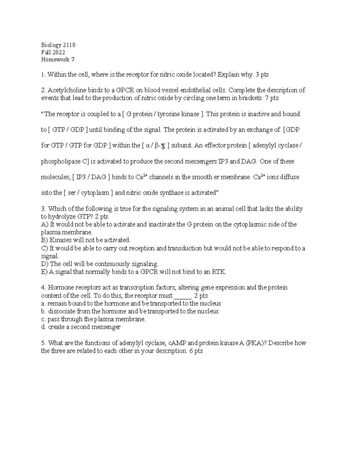 Homework 7 - Answers - Biology 2110 Fall 2022 Homework 7 Within the ...