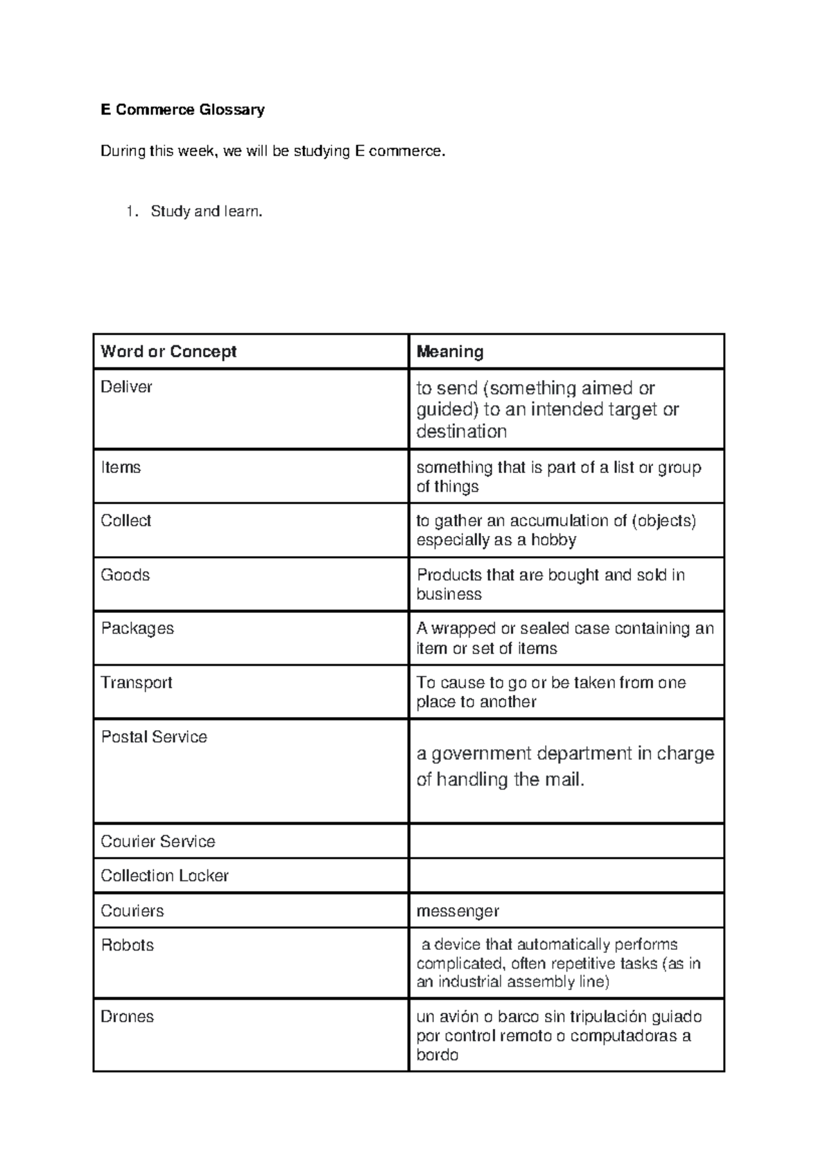 Glossary E Commerce - E Commerce Glossary During this week, we will be ...