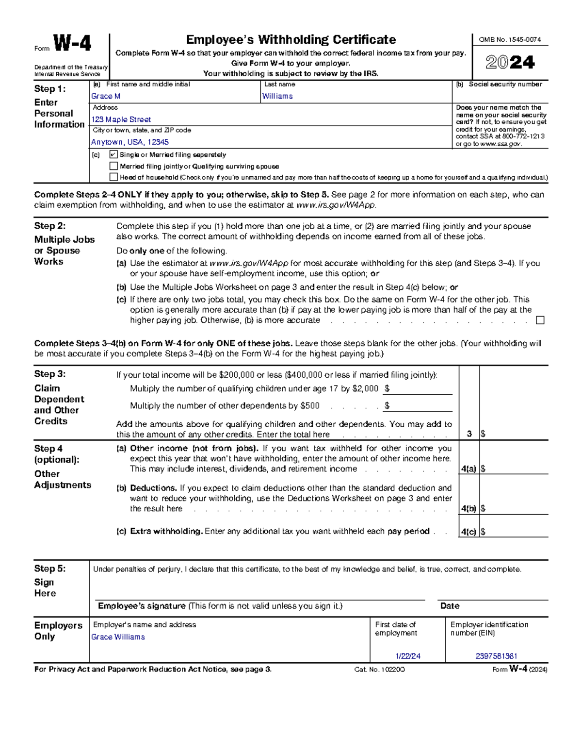Fw4 - fw4 - Form W- Department of the Treasury Internal Revenue Service ...