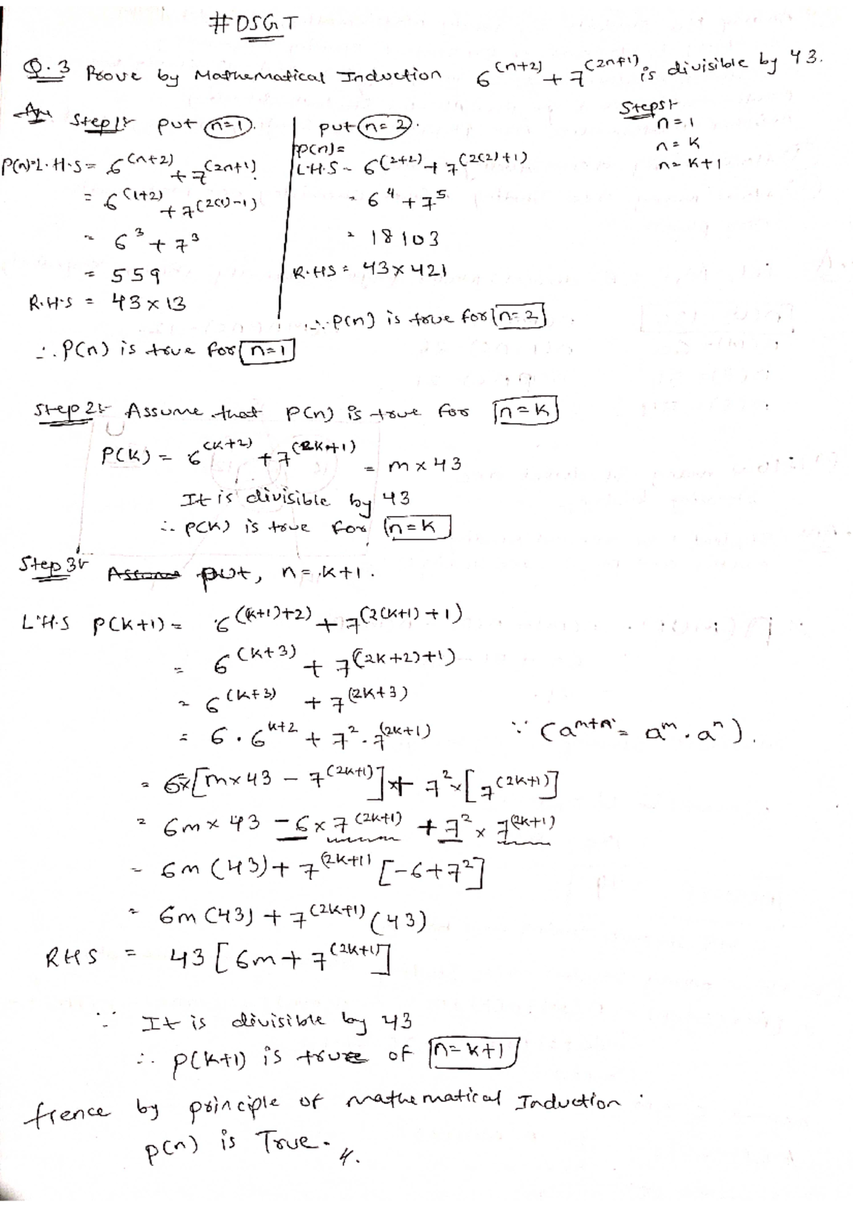 Dsgt Unit 1 Dsgt Q Prove Mathematical Induction 2nf1 Is Divisible
