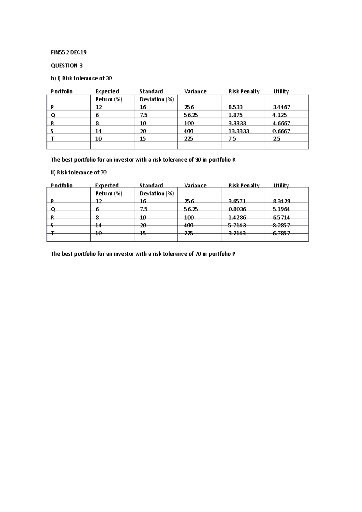 Fin552-dec19-tutorial-answer compress - FIN552 DEC QUESTION 3 b) i ...