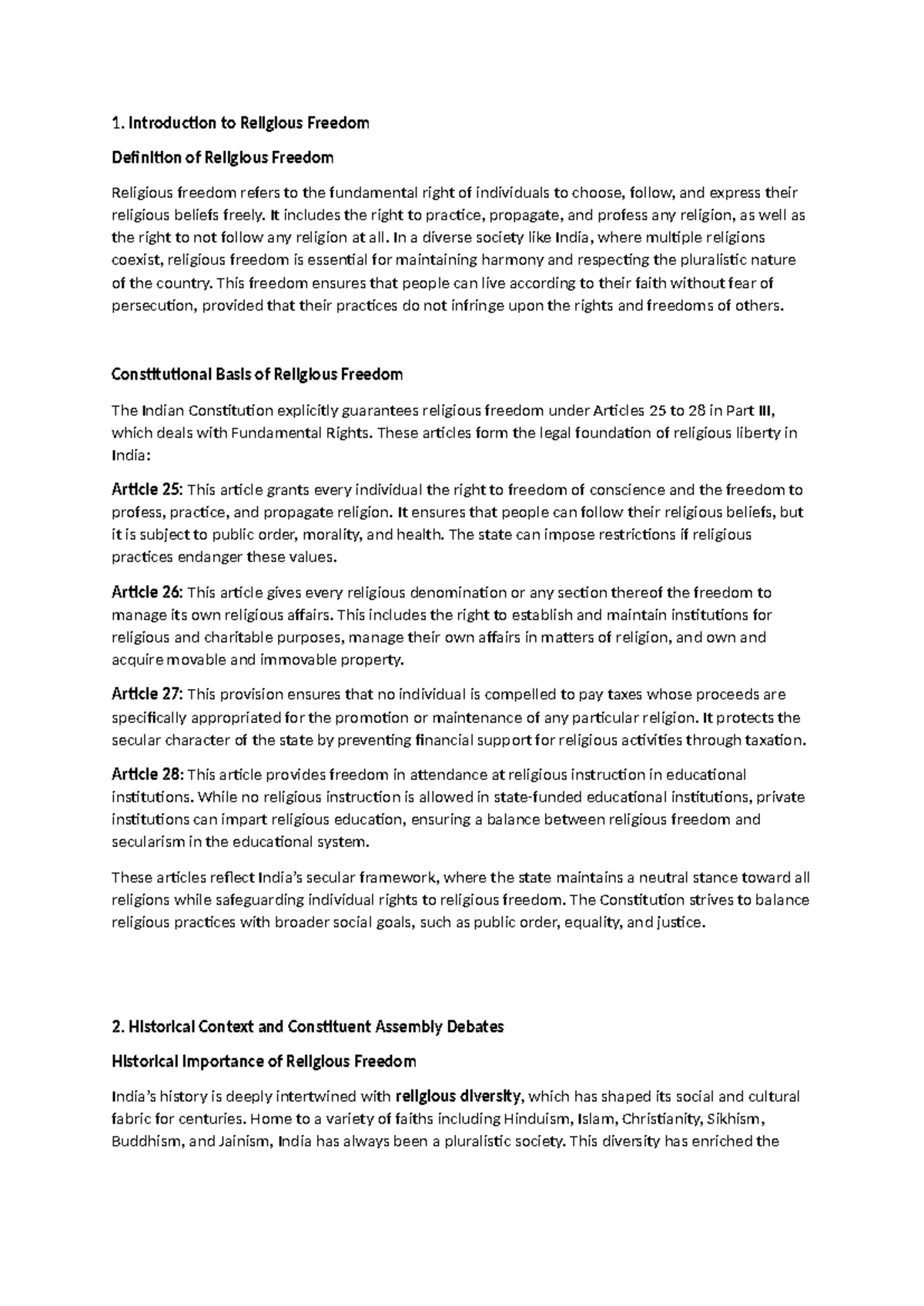 1 - hope it helps - Introduction to Religious Freedom Definition of ...