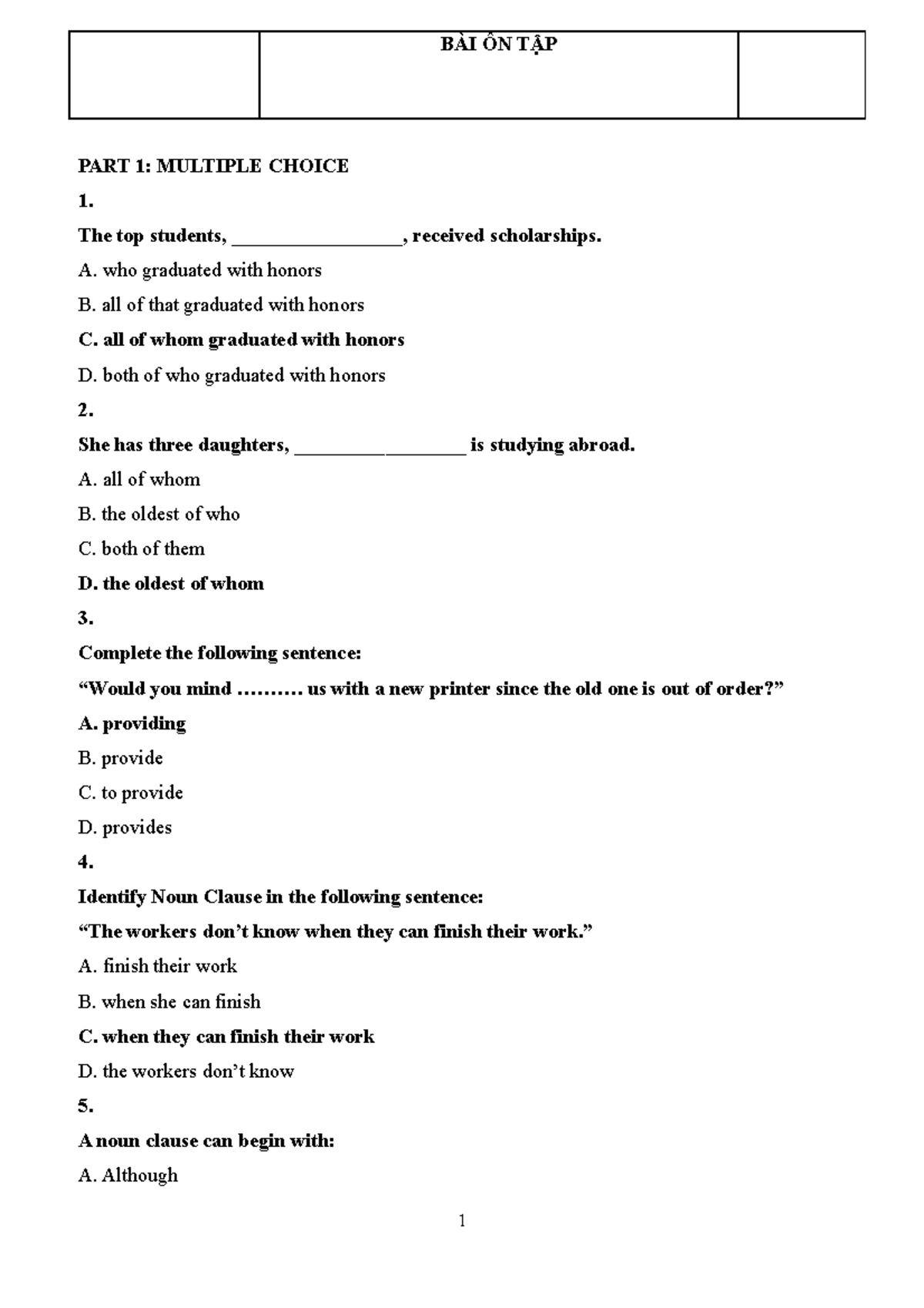 ENG217- Sample Final TEST 1- KEY- SEND SS - BÀI ÔN TẬP PART 1: MULTIPLE ...