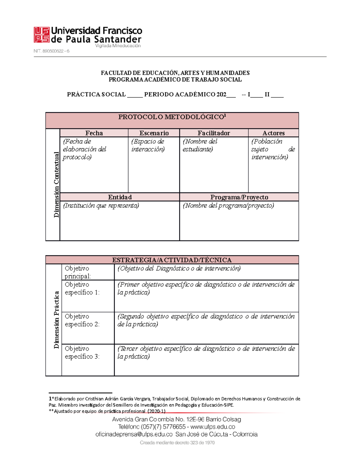 Anexo 14. Formato de Protocolo metodológico - FACULTAD DE EDUCACIÓN ...
