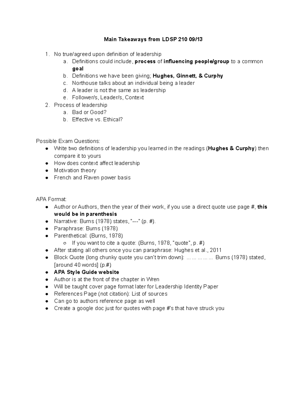 Main Takeaways from LDSP 210 09 13 - Main Takeaways from LDSP 210 09 ...