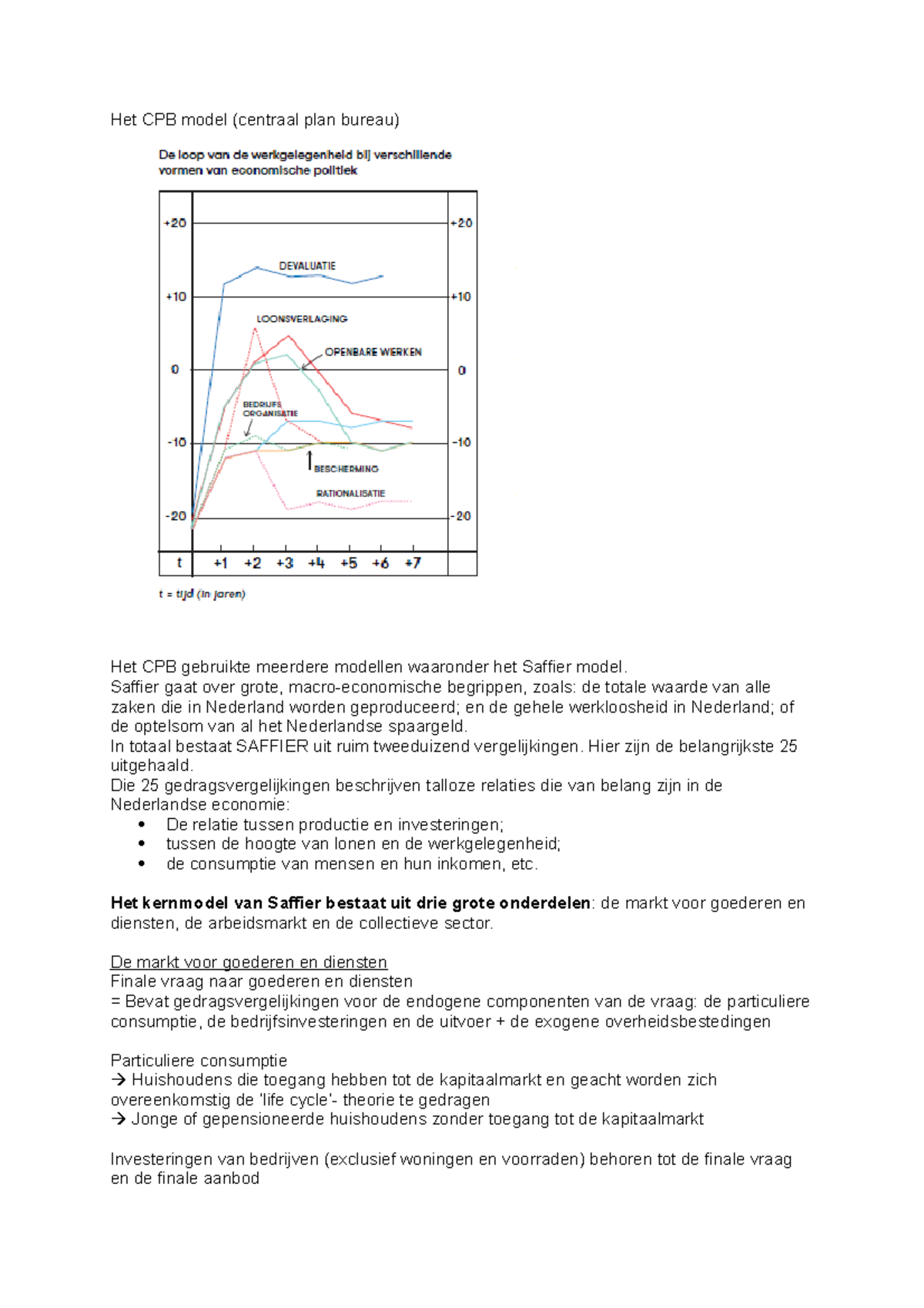 Samenvatting dictaat algemene economie 1b - Het CPB model (centraal ...