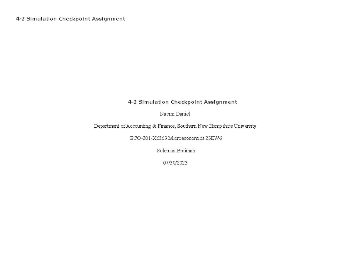 ECO Checkpoint 4 - n/a - 4-2 Simulation Checkpoint Assignment Naomi ...