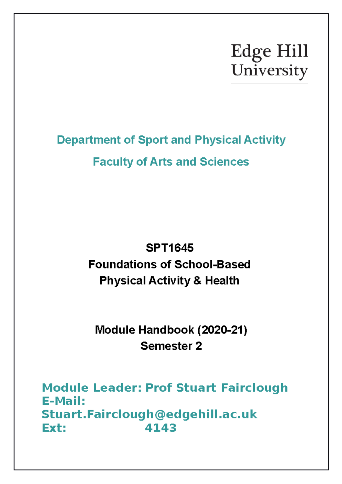 SPT1645 Module Booklet - Department of Sport and Physical Activity ...