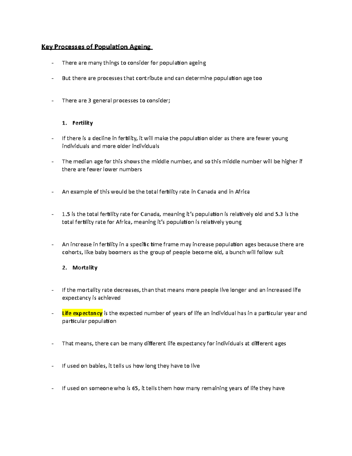 Key Processes of Population Ageing - Key Processes of Population Ageing ...