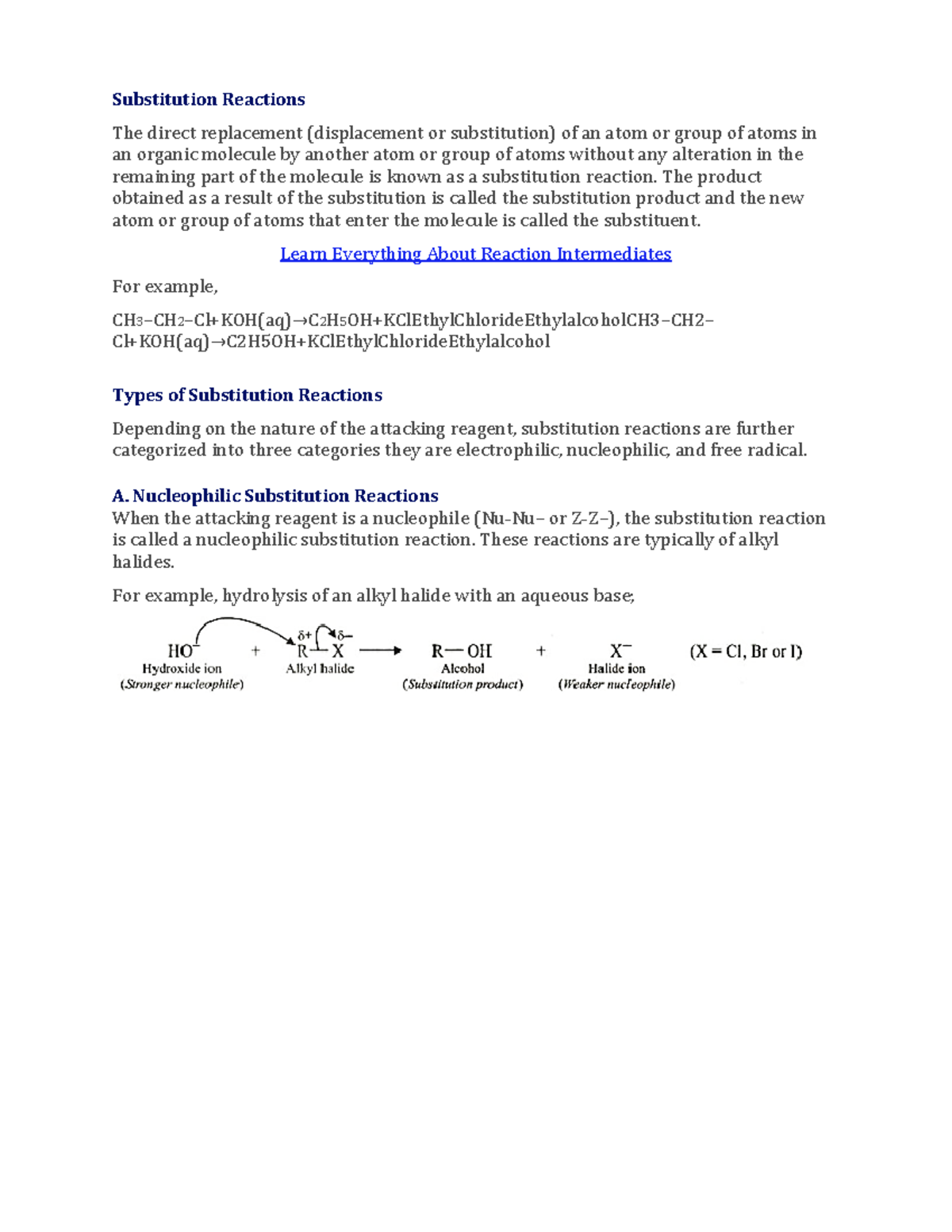 Substitution reaction - The product obtained as a result of the ...