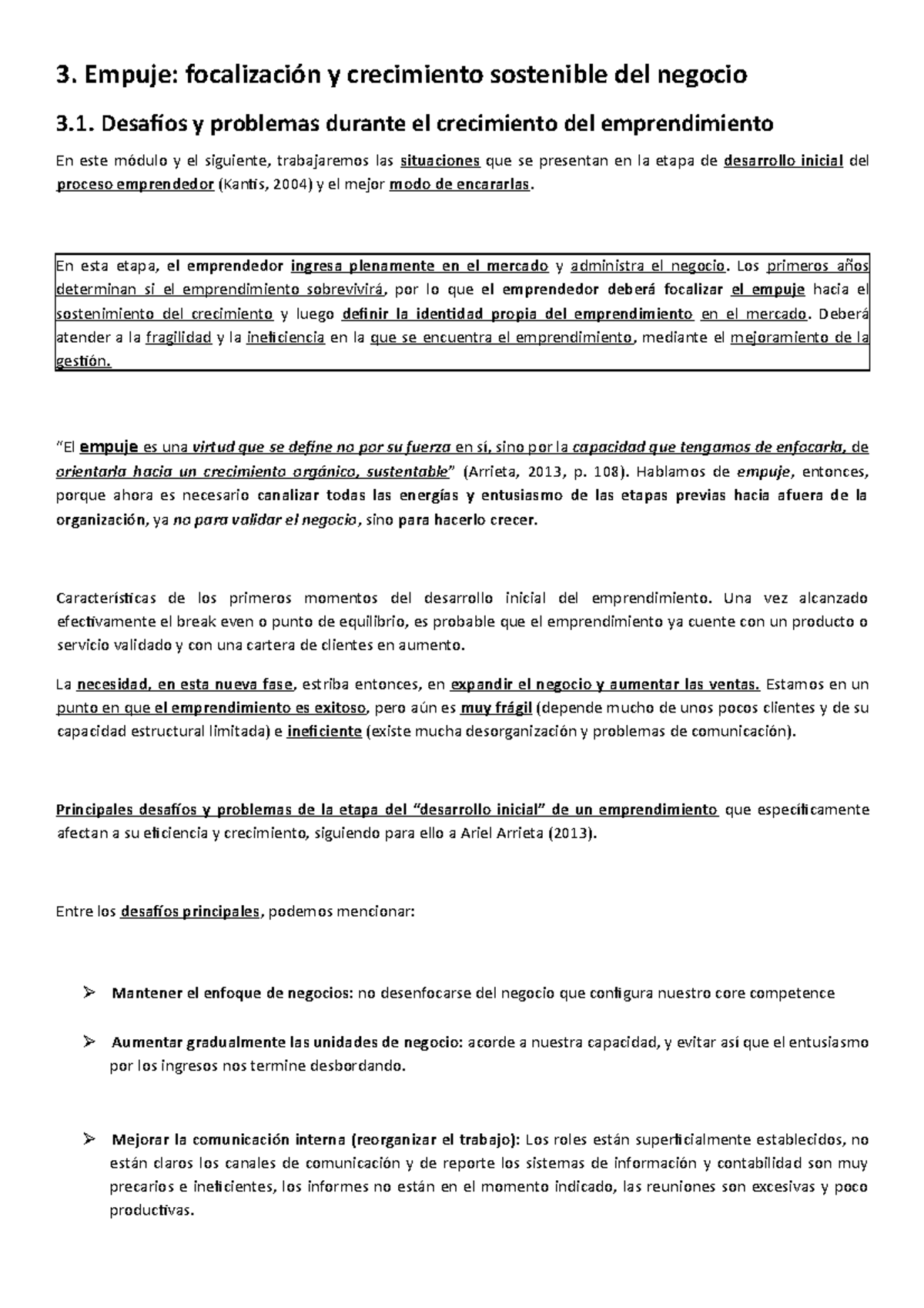 Desarrollo Modulo 3 - 3. Empuje: y crecimiento sostenible del y problemas durante el crecimiento ...