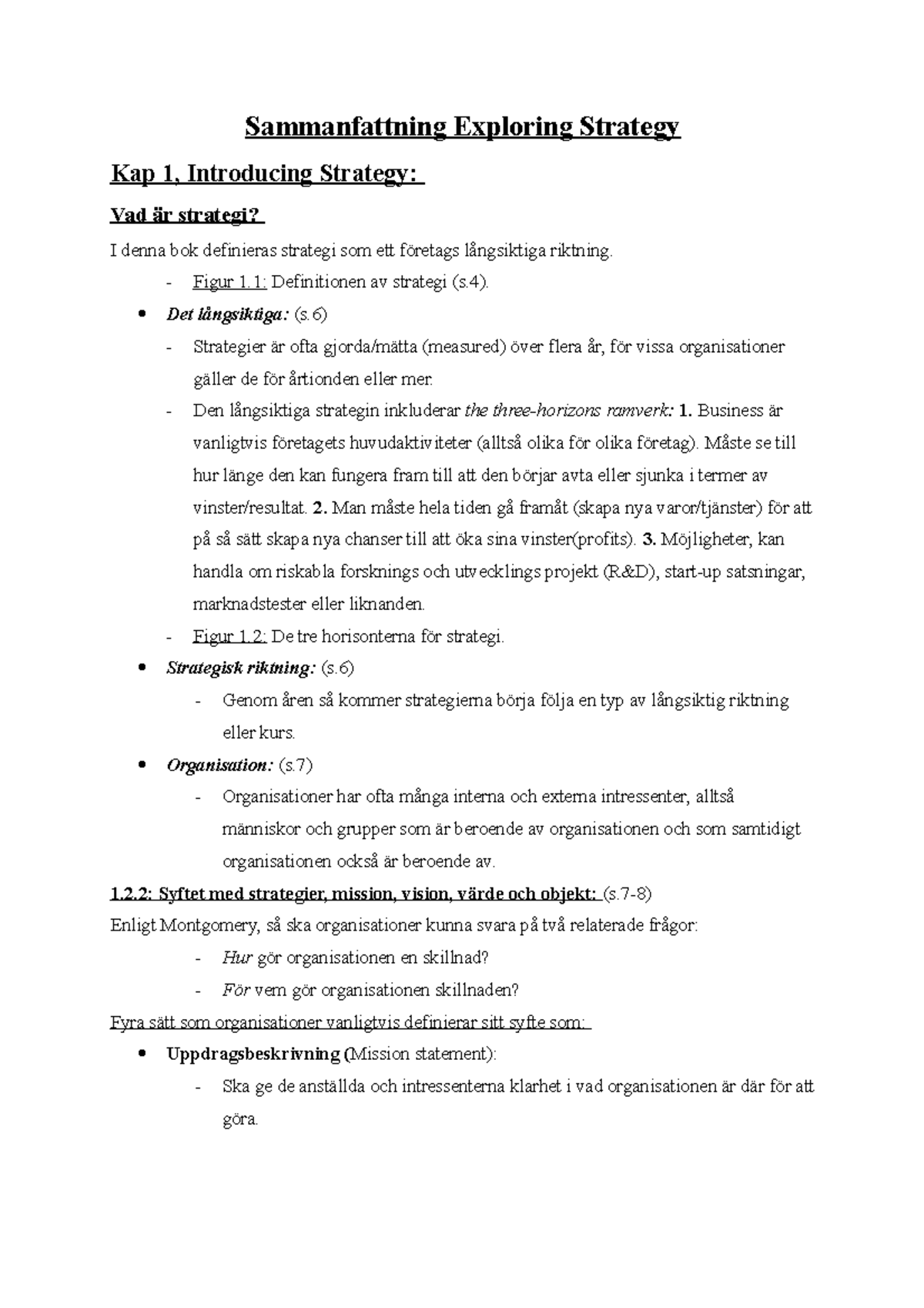 Sammf Exploring Strategy - Sammanfattning Exploring Strategy Kap 1 ...