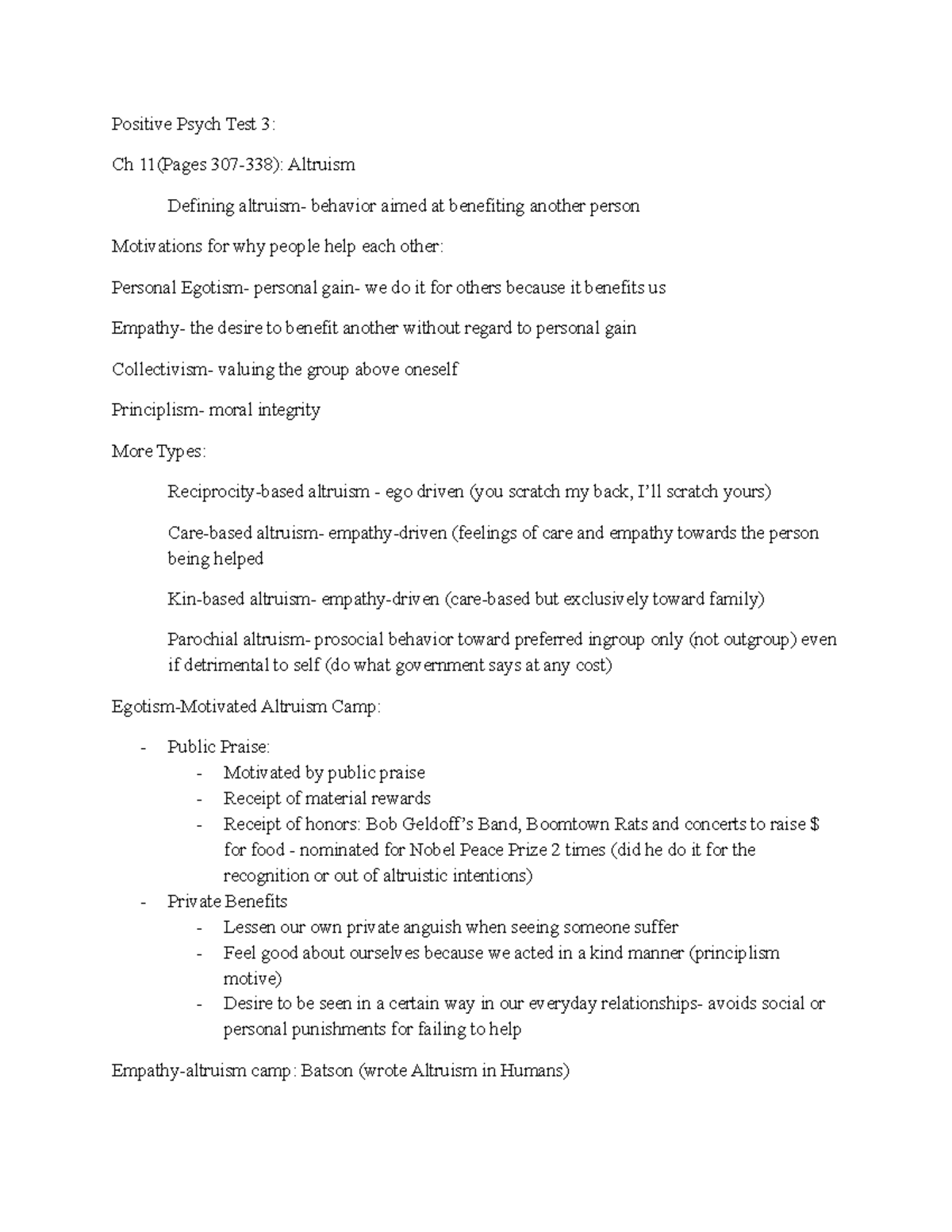 Positive Psych Test 3 - Combination of textbook and lecture notes for ...